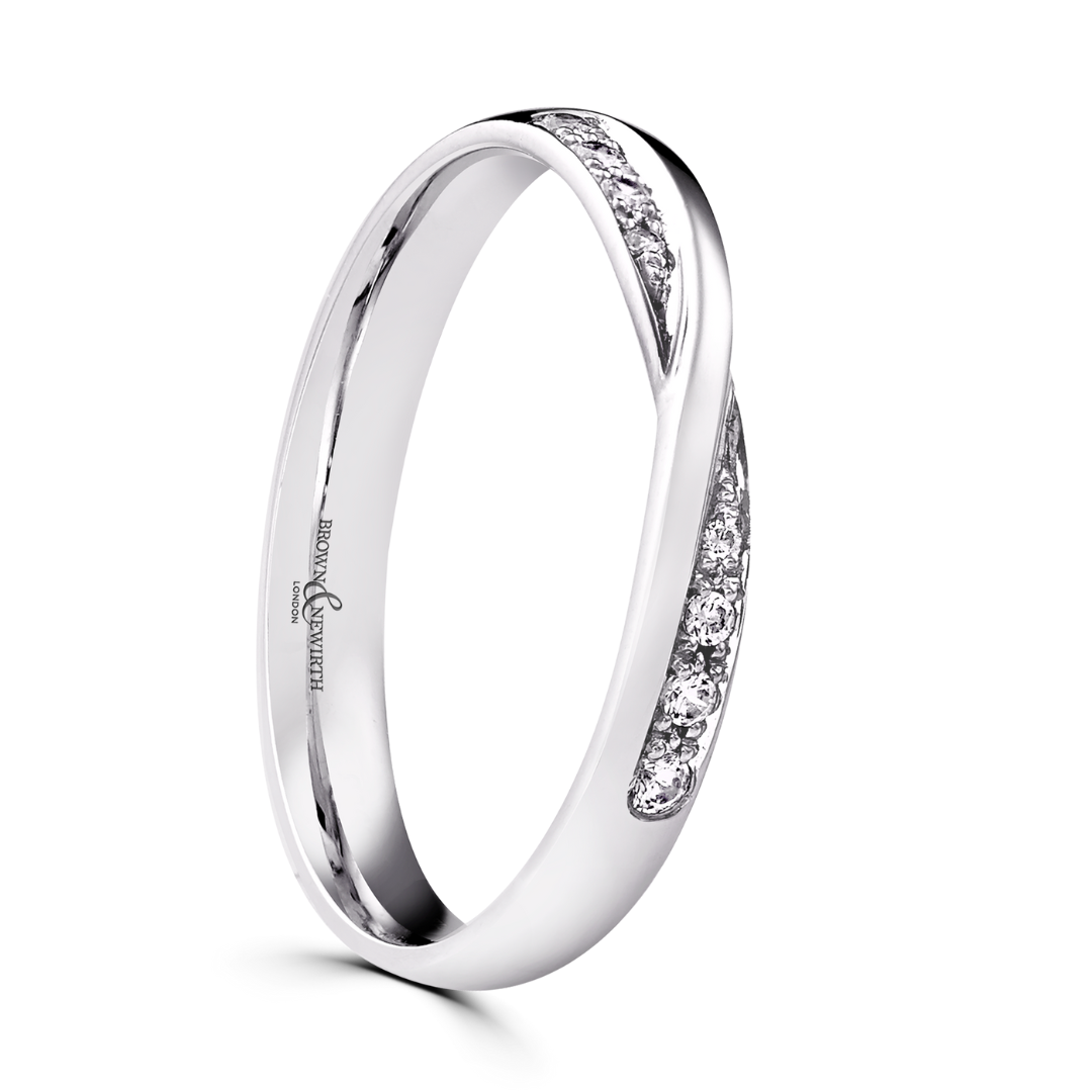 Ladies Platinum Crossover Diamond Set Wedding Ring | XD908-3-Plat ...